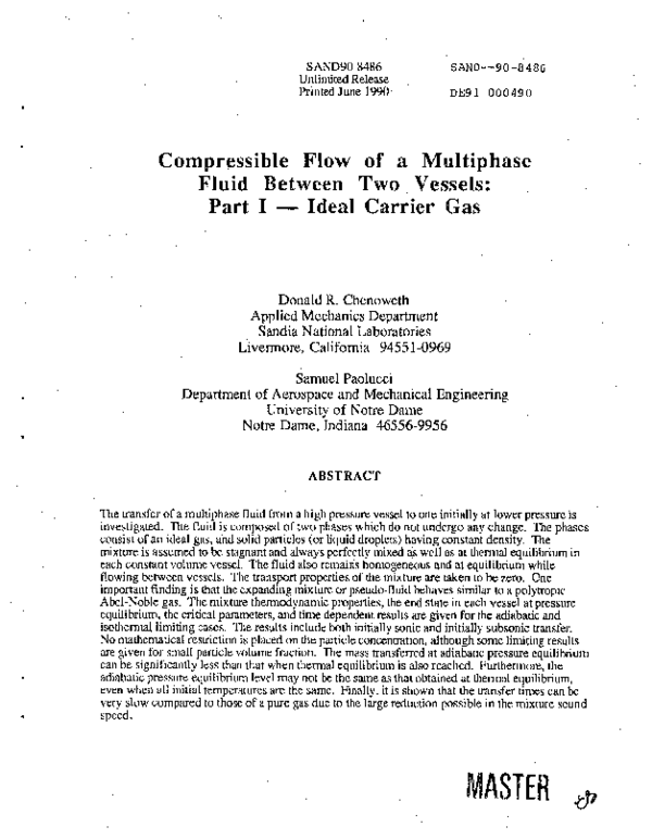 (PDF) Compressible flow of a multiphase fluid between two vessels | Samuel Paolucci - Academia.edu