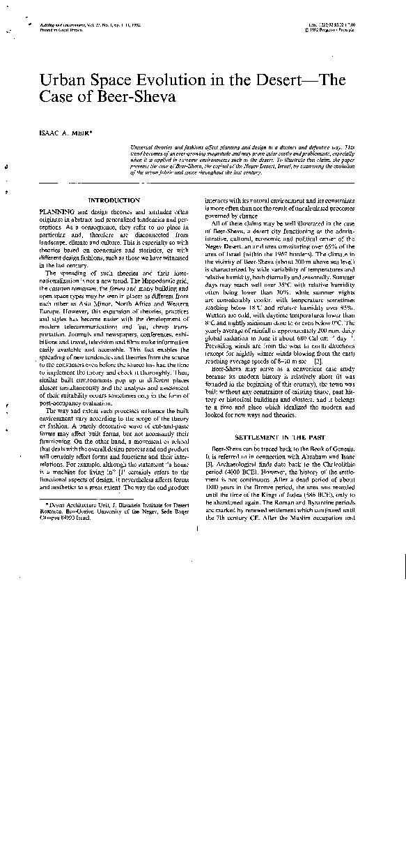 (PDF) Urban space evolution in the desert—the case of Beer-Sheva