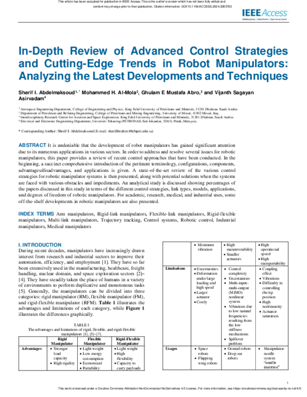 (PDF) In-Depth Review of Advanced Control Strategies and Cutting-Edge ...