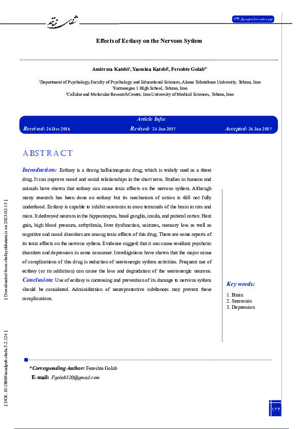 (PDF) Effects of Ecstasy on the Nervous System