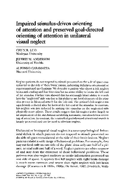 (PDF) Impaired Stimulus-Driven Orienting of Attention and Preserved Goal-Directed Orienting of ...