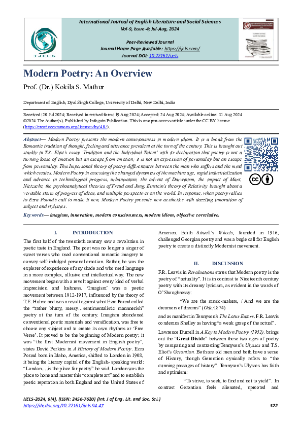 (PDF) Modern Poetry: An Overview