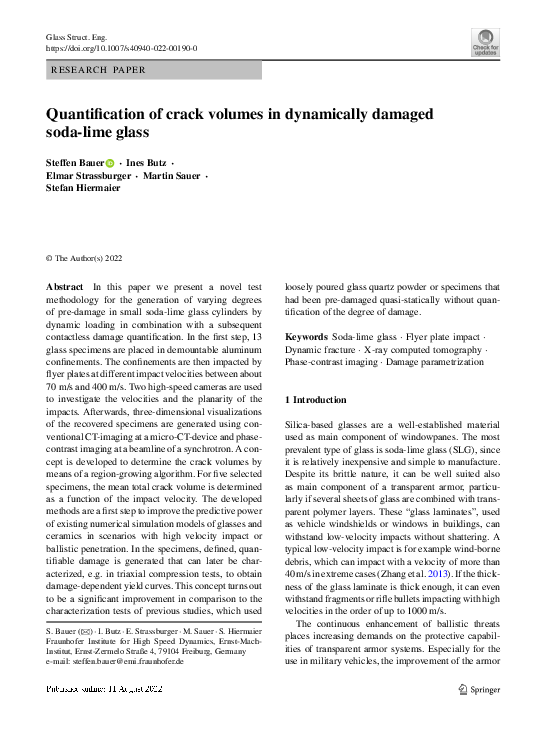 (PDF) Quantification of crack volumes in dynamically damaged soda-lime glass