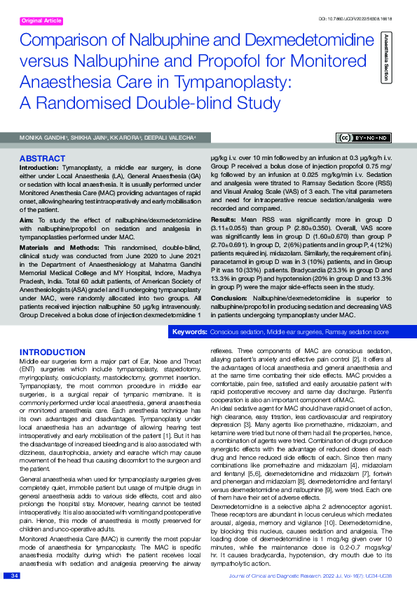 (PDF) Comparison of Nalbuphine and Dexmedetomidine versus Nalbuphine and Propofol for Monitored ...