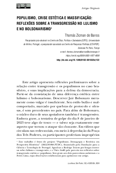 (PDF) Populismo, crise estética e massificação: reflexões sobre a ...