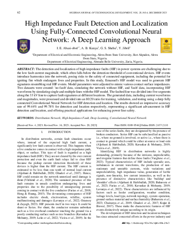 Pdf High Impedance Fault Detection And Localization Using Fully Connected Convolutional Neural