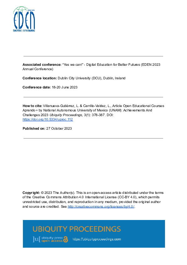 (PDF) Open Educational Courses Aprendo+ by National Autonomous ...