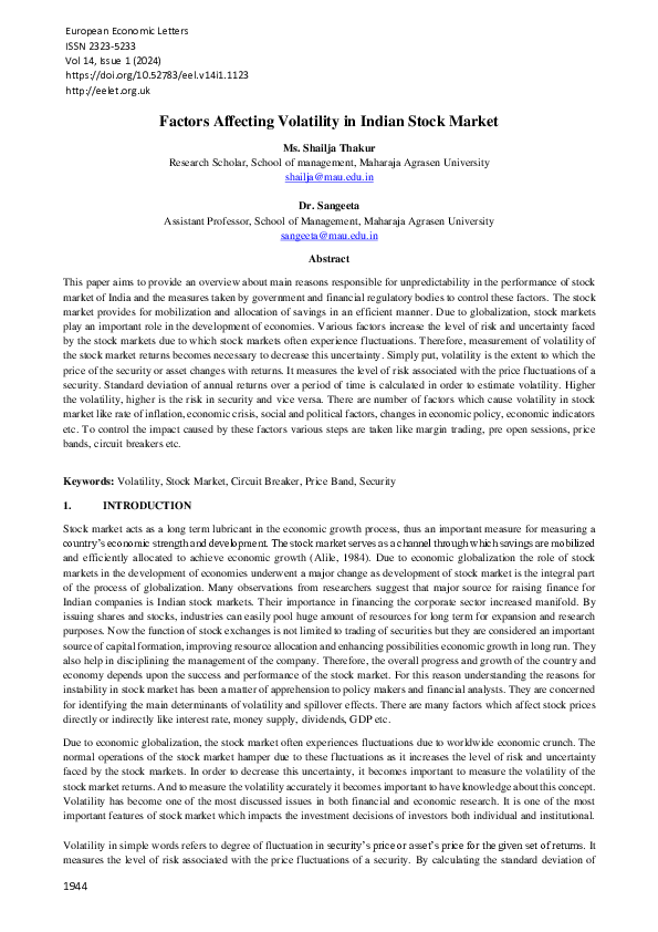 (PDF) EUROPEAN+ECONOMIC+LETTERS-+Paper+Ms.+Shailja+(1) | shailja thakur ...