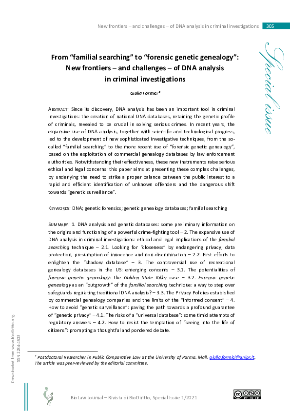 (PDF) From “familial searching” to “forensic genetic genealogy”: new ...