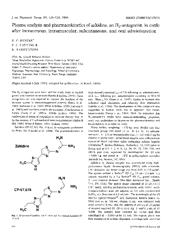 (PDF) Plasma analysis and pharmacokinetics of zaltidine, an H2 ...