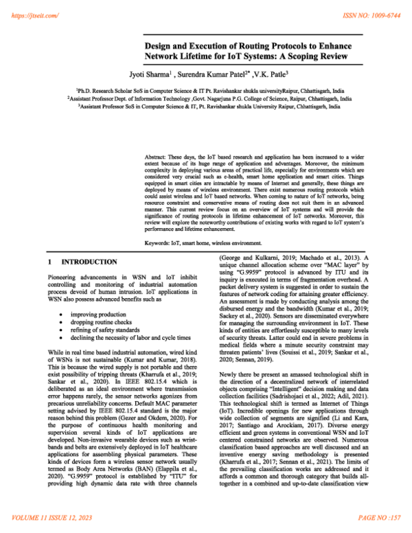 Pdf Design And Execution Of Routing Protocols To Enhance Network Lifetime For Iot Systems A