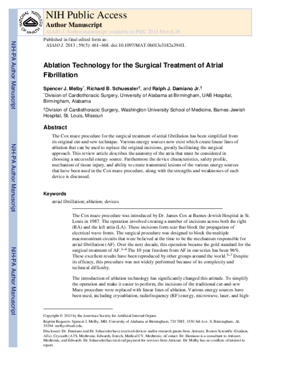 (PDF) Ablation Technology for the Surgical Treatment of Atrial ...