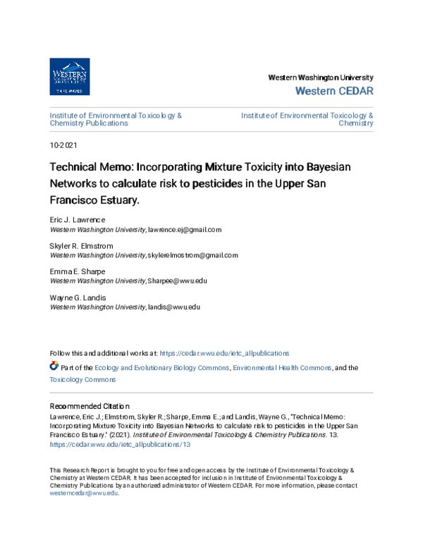 (PDF) Technical Memo: Incorporating Mixture Toxicity into Bayesian ...