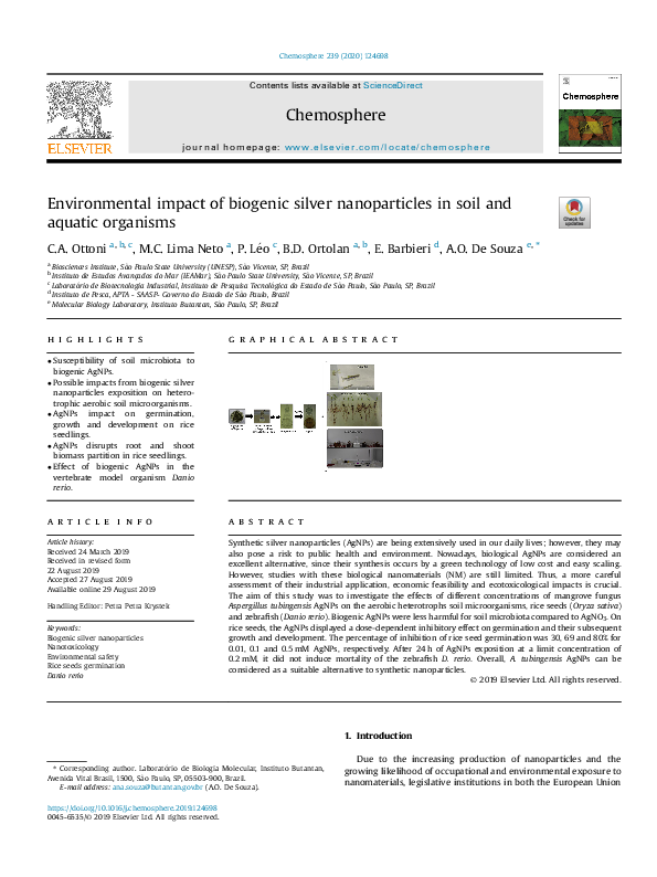 (PDF) Environmental impact of biogenic silver nanoparticles in soil and ...