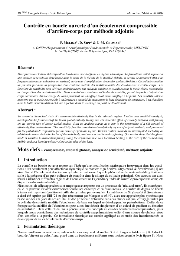 (PDF) Contrôle en boucle ouverte d'un écoulement compressible d'arrière-corps par méthode ...