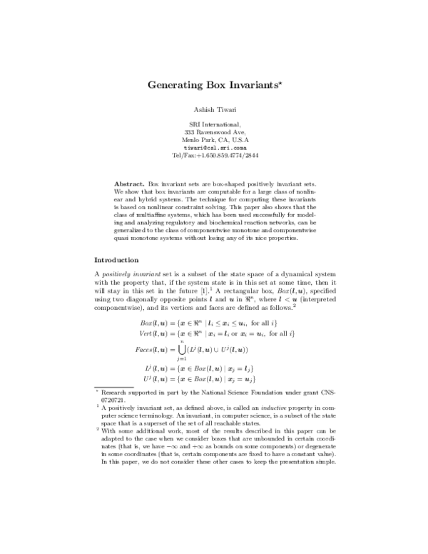 (PDF) Generating Box Invariants