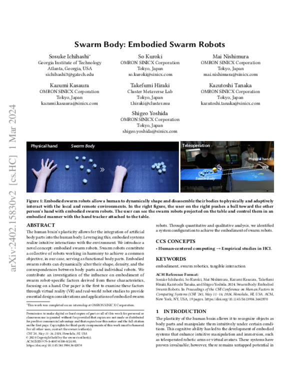 (PDF) Swarm Body: Embodied Swarm Robots