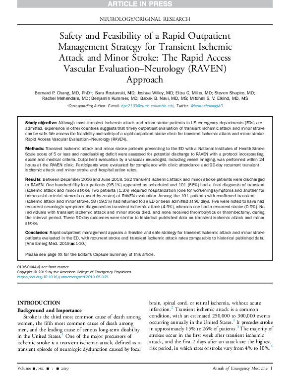 (PDF) Safety and Feasibility of a Rapid Outpatient Management Strategy ...