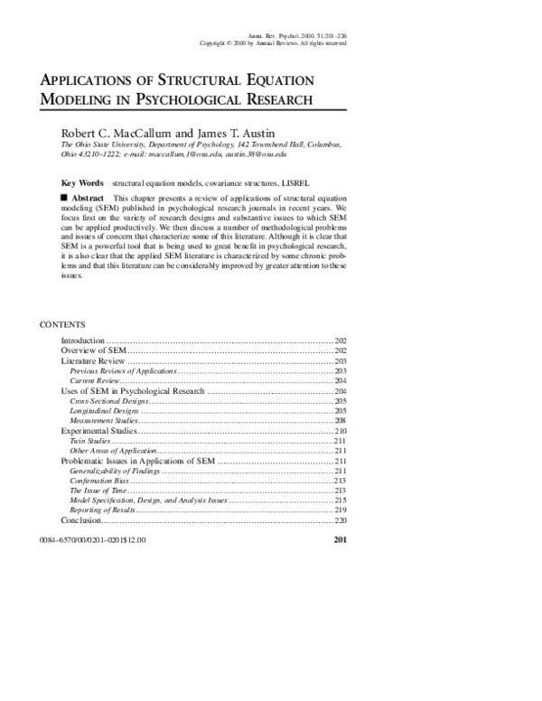 (PDF) Applications of Structural Equation Modeling in Psychological ...