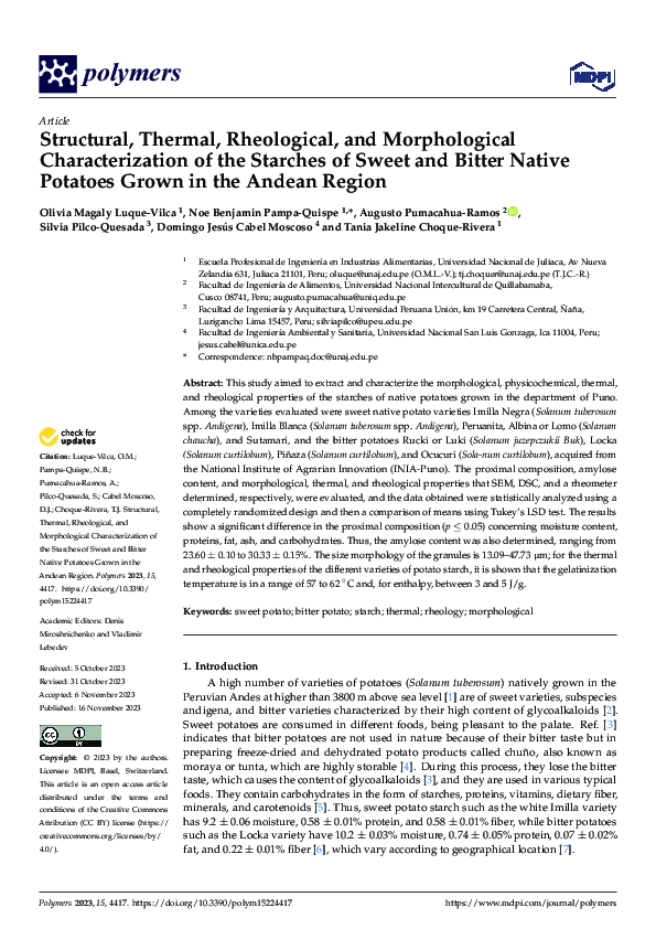 (PDF) Structural, Thermal, Rheological, and Morphological Characterization of the Starches of ...