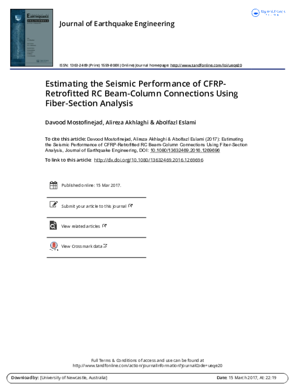 Pdf Estimating The Seismic Performance Of Cfrp Retrofitted Rc Beam Column Connections Using