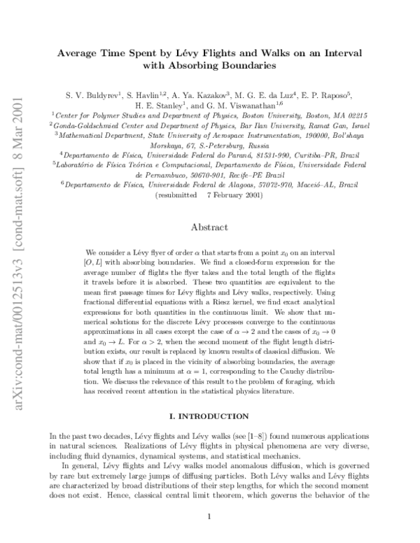 (PDF) Average time spent by Lévy flights and walks on an interval with ...