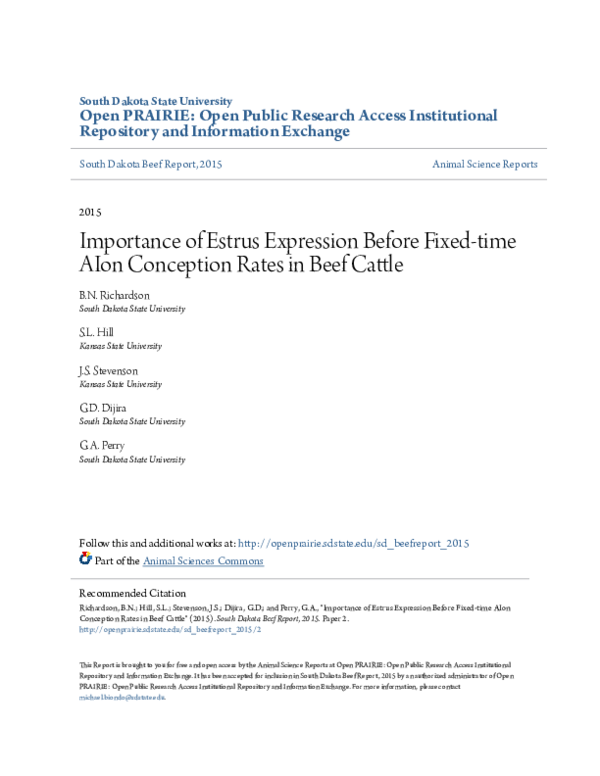 (PDF) Importance of Estrus Expression Before Fixed-time AIon Conception ...
