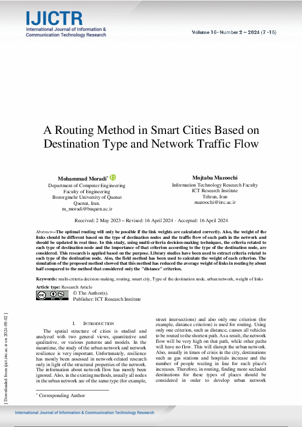 (PDF) A Routing Method in Smart Cities Based on Destination Type and ...