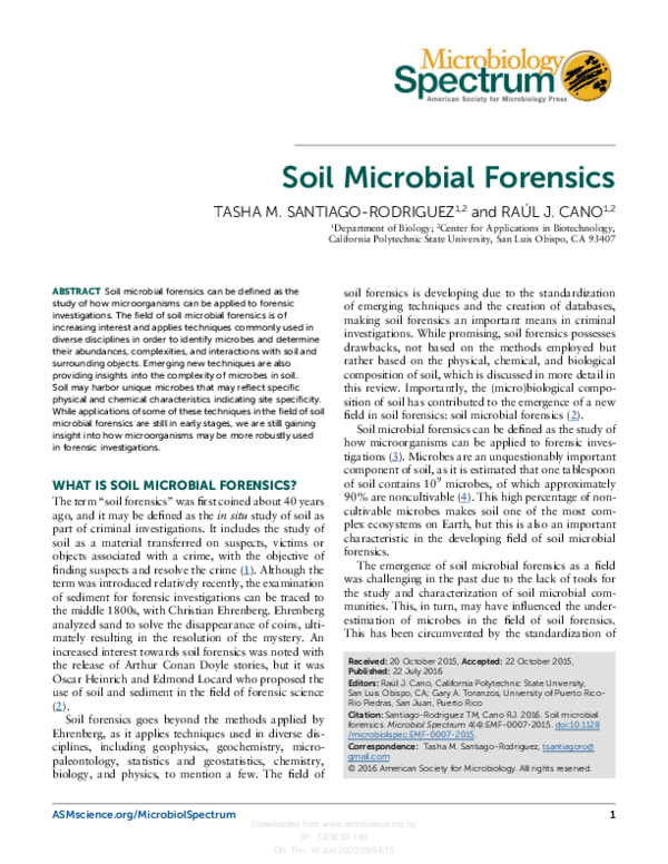 (PDF) Soil Microbial Forensics