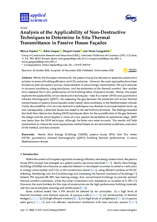 (PDF) Analysis of the Applicability of Non-Destructive Techniques to Determine In Situ Thermal ...