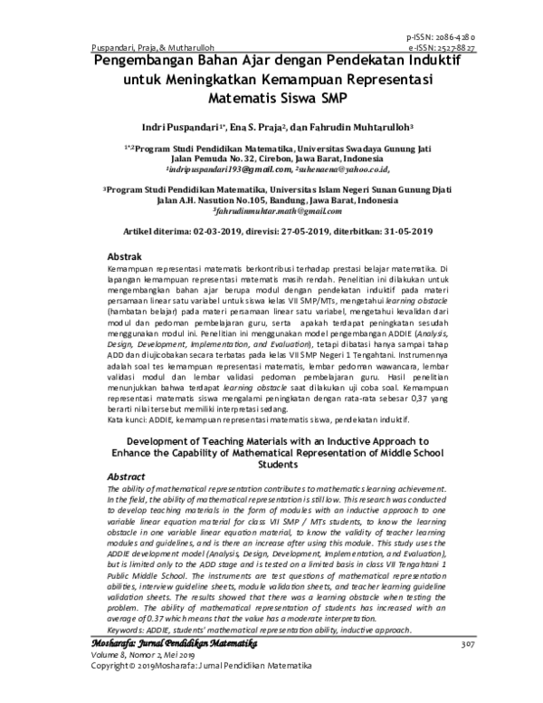 (PDF) Pengembangan Bahan Ajar dengan Pendekatan Induktif untuk Meningkatkan Kemampuan ...