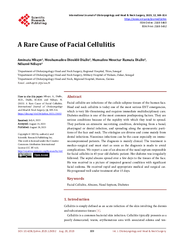 A Rare Cause of Facial Cellulitis