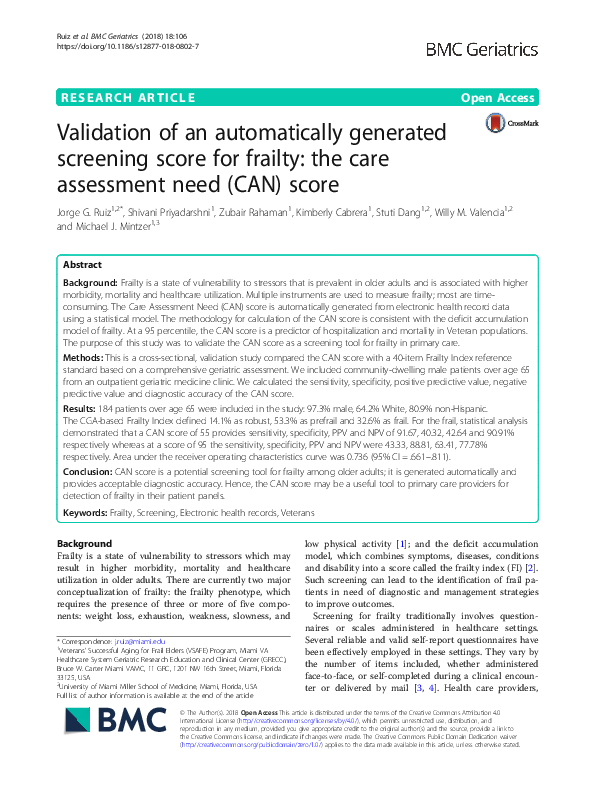 (PDF) Validation of an automatically generated screening score for ...