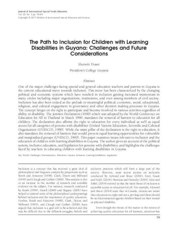 (PDF) The Path to Inclusion for Children with Learning Disabilities in ...