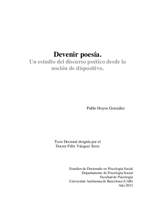 (PDF) Devenir poesía. Un estudio del discurso poético desde la noción ...