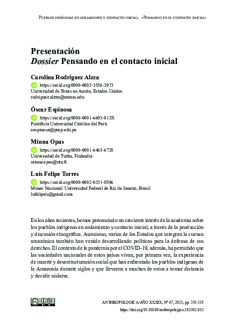 (PDF) Presentación: Dossier Pensando en el contacto inicial