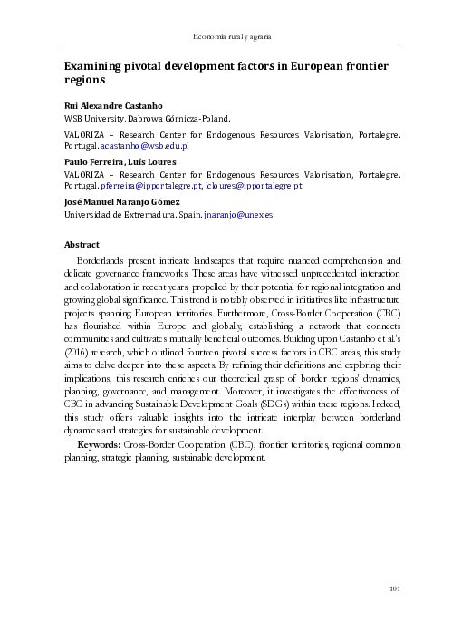 (PDF) Examining pivotal development factors in European frontier regions