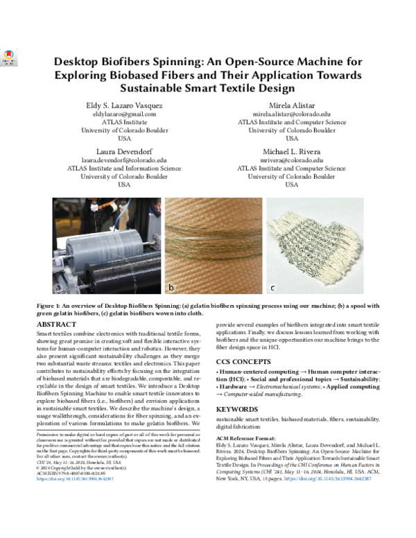 (PDF) Desktop Biofibers Spinning: An Open-Source Machine for Exploring ...