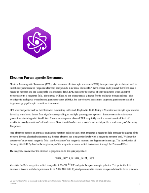 (PDF) Electron Paramagnetic Resonance