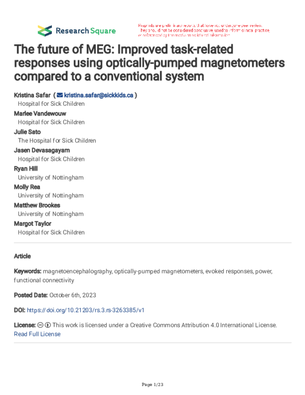 (PDF) The future of MEG: Improved task-related responses using ...