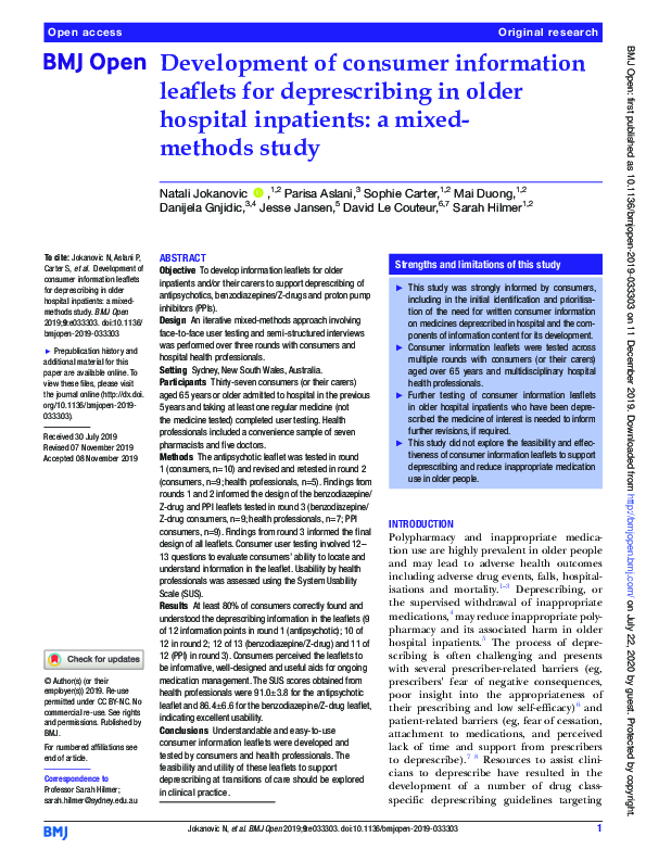 (PDF) Development of consumer information leaflets for deprescribing in older hospital ...