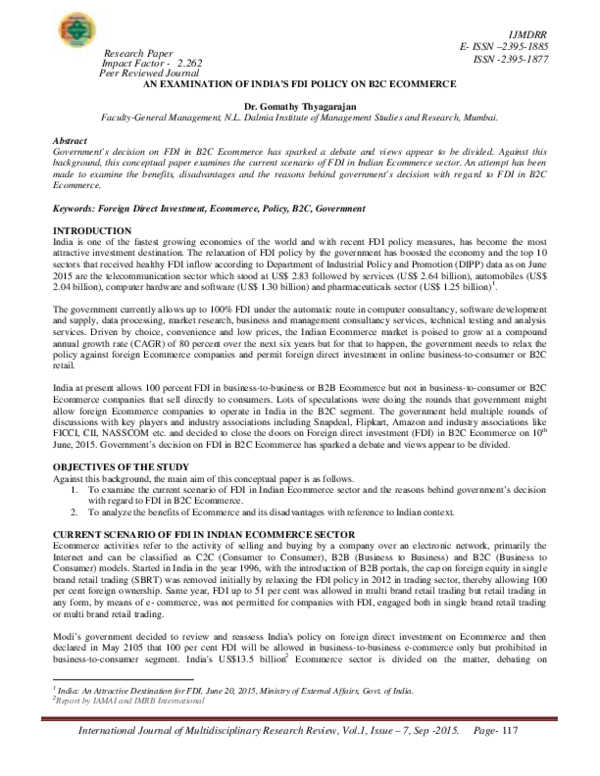 (PDF) An Examination of India's Fdi Policy on B2C Ecommerce
