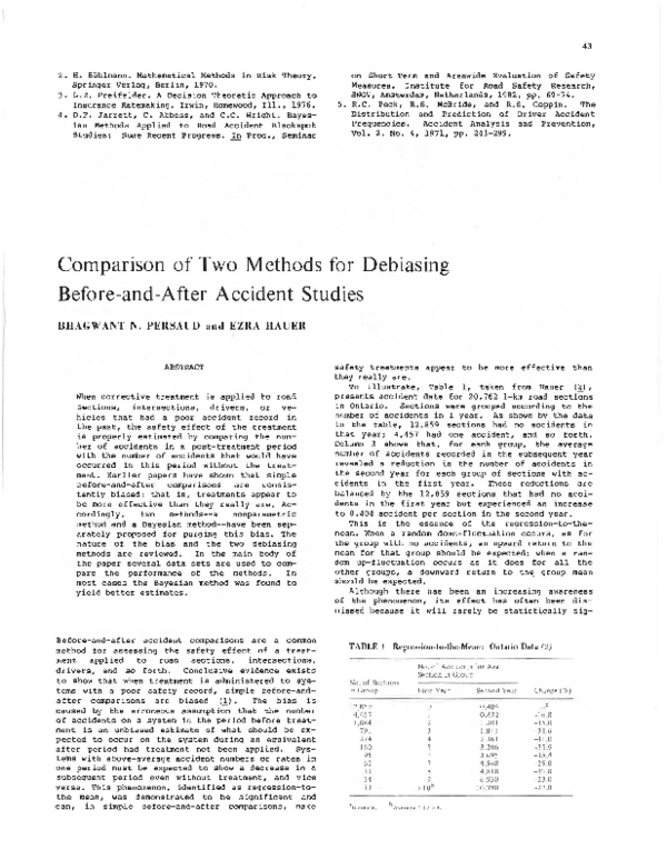 (PDF) Comparison of Two Methods for Debiasing Before-and-After Accident ...