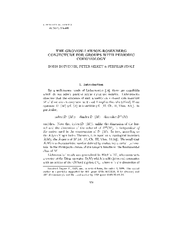 (PDF) The Gromov-Lawson-Rosenberg conjecture for groups with periodic ...