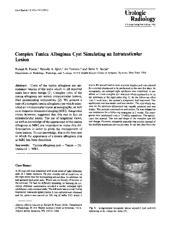 (PDF) Complex tunica albuginea cyst simulating an intratesticular ...