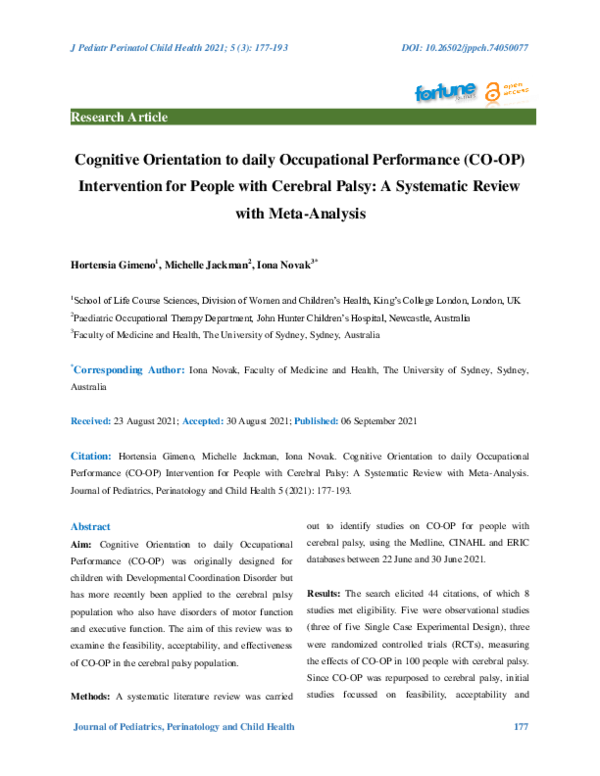 (PDF) Cognitive Orientation to daily Occupational Performance (CO-OP ...
