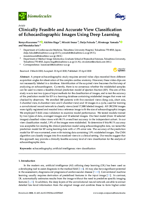 (PDF) Clinically Feasible and Accurate View Classification of Echocardiographic Images Using ...