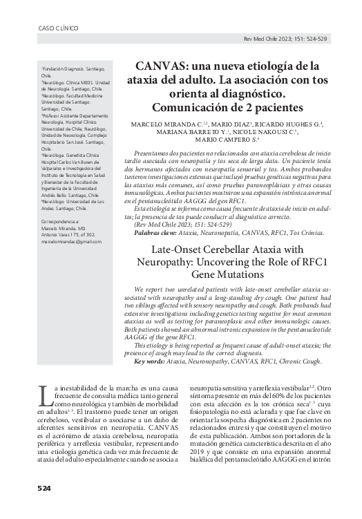 (PDF) CANVAS: una nueva etiología de la ataxia del adulto. La ...