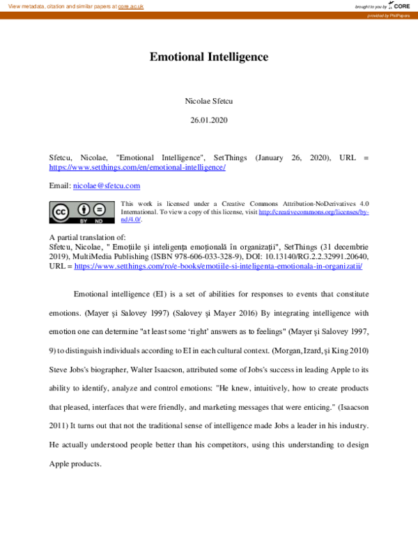 (PDF) Emotional Intelligence
