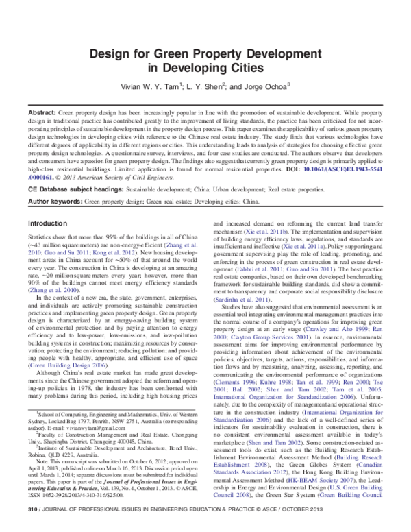 (PDF) Design for Green Property Development in Developing Cities